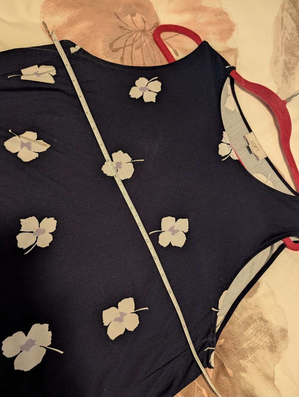 LOFT | Dresses | Loft Navy Tank With Cream Floral Print | Poshmark